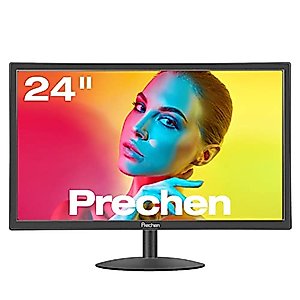 Prechen 24 Inch Computer Monitor 75Hz PC Display, FHD 1920 x 1080P Business Screen LED Desktop Monitor with HDMI and VGA Ports, 99% sRGB, 3000:1, VESA Compatible, Eye Care, Black