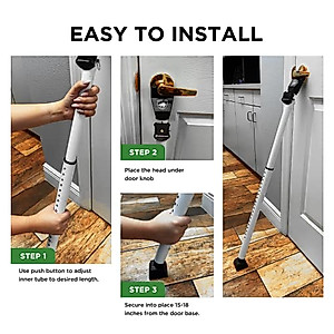 Guard Dog Security Door Jammer 2-in-1 Adjustable Door Knob Jammer & Sliding Patio Door Security Bar – 40 Different adjustments (White w/Alarm)