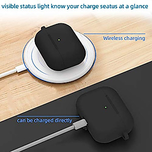 TOLUOHU AirPods Pro Case, Apple AirPods Pro Soft Silicone Accessories 8 in 1 Kit, Shockproof Protective AirPods Pro Charging case Cover with Keychain/Watch Band Holder/Strap/Ring/Carrying Box(Black)