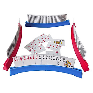 JJHREI 4 Pack Playing Cards Holder - Foldable Card Holders for Playing Cards - Curved Playing Card Rack for Kids Seniors Arthritis
