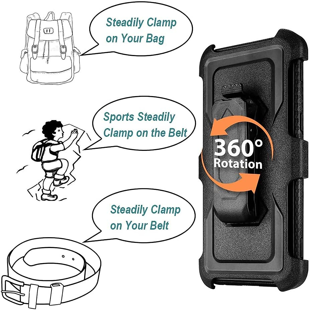 HONTECH for T-Mobile Revvl 6 Pro 5G Case,Holster Phone Case with Built-in Screen Protector Swivel Belt Clip Heavy Duty Full Body Protection Shockproof Kickstand Cover for Outdoor Sports