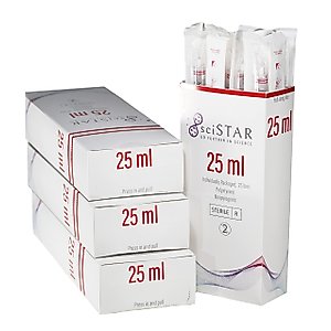 SciStar 25mL Disposable Polystyrene Serological Pipettes, Individually Wrapped, Sterile, Standard Length, Laboratory Grade, (Case of 100)