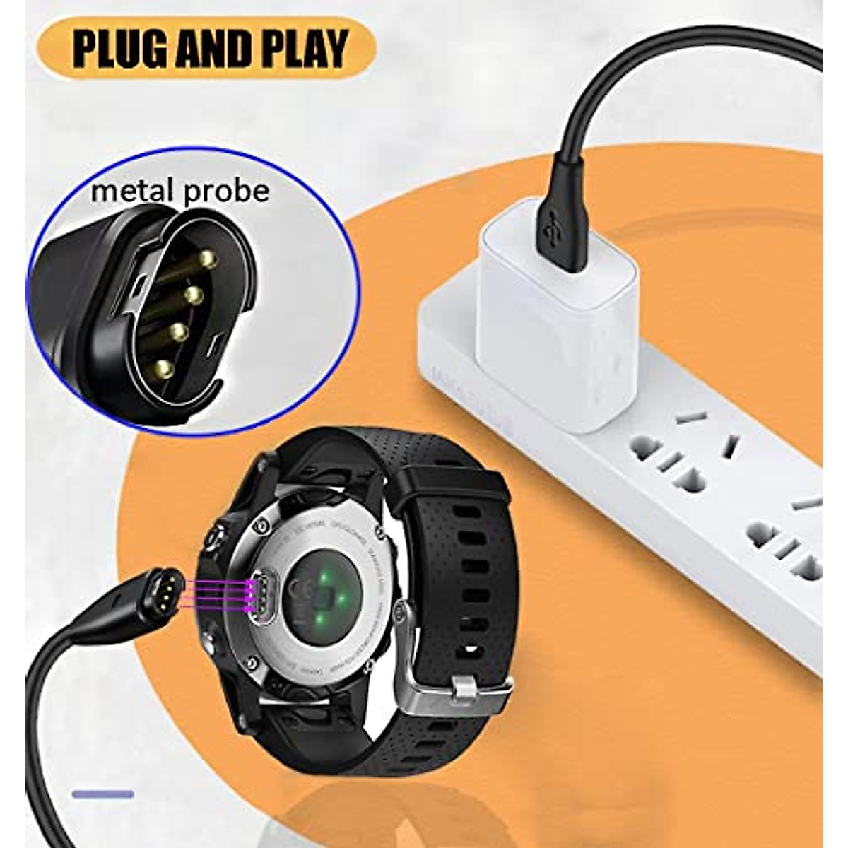 CHS Watch Charging for Garmin Watch, 3FT USB Garmin Charger & Data Transfer, for Garmin Fenix 7X 7 6X 6 6S 5 5X 5S Plus, Forerunner 935, Vivoactive 3, Approach S10 S40