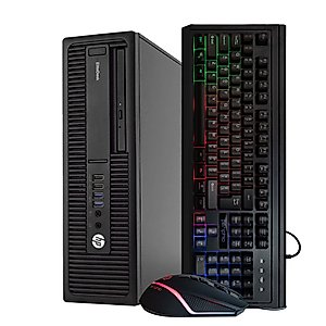 HP EliteDesk 800G2 Desktop Computer, Intel Quad-Core Powered i5, Ultra-Fast 240GB M.2 NVMe SSD + 1TB HDD, 8GB DDR3 RAM, Windows 10 Pro, DVD, WiFi, RGB Gaming Bundle (Renewed), Black