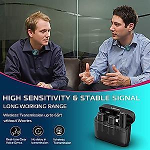 ULANZI J12 Wireless Lavalier Microphone for iPhone iPad, 2-in-1 Plug-Play Mic with Charging Case for Phone Video Recording, 65ft Transmission Range