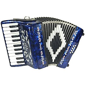 SofiaMari SM2208 Mini Traveler Accordion Package including a Backpack Gig Bag and Shoulder Straps (Blue Pearl)