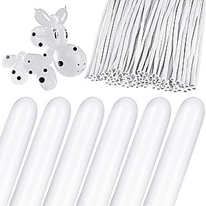 200 Pieces Long Twisting Balloons Latex Twist Balloons 260Q Animal Modeling Balloons Twist Magic Sculpting Balloons Thickening Latex Balloons for Christmas Birthday Wedding Party Decorations (White)