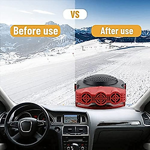 Car Heater 12V, 2 in1 Fast Heating Defrost Defogger for Car Windshield, Portable Car Heater Defroster That Plugs into Cigarette Lighter with 180° Rotating Base, 150W Car Heating and Cooling Fan