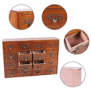 YIYIBYUS 16 Drawers Apothecary Cabinet, Supply Desk Drawer Organizer - Home Office Desk Organization and Storage - Rustic Storage Drawers Dressers for Bedroom - Traditional Apothecary Cabinet
