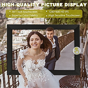 Digital Picture Frame, 10.1 Inch WiFi Digital Photo Frame 1280x800 IPS Touch Screen Photo Frame with 16GB Storage, Auto-Rotate, Wall-Mounted, Share Photos Videos via Frameo App Anywhere