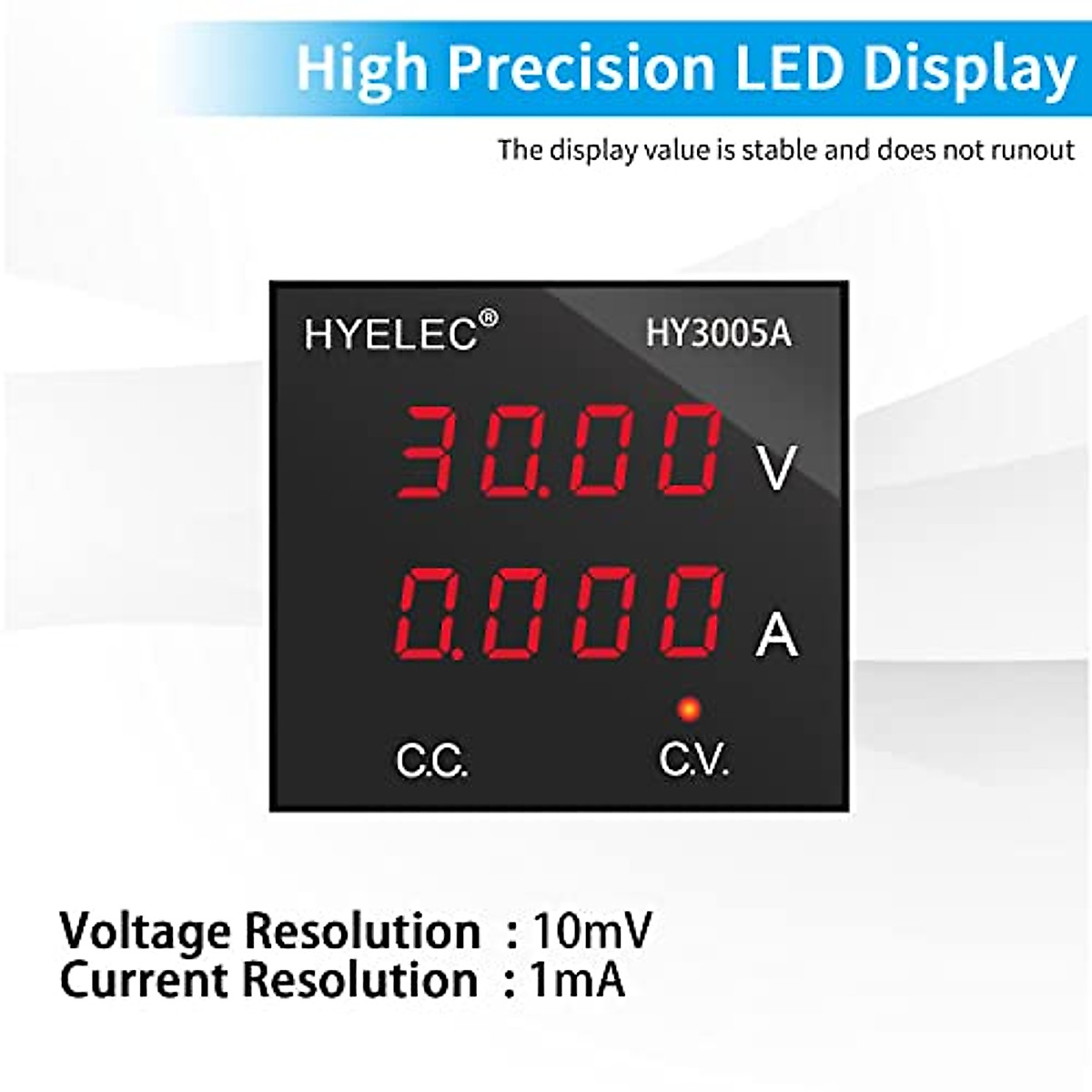 DC Power Supply Variable 30V 5A, Hyelec Switching Power Supply with 5V 2A USB Output, Adjustable Regulated Power Supply with 4-Digits LED Power Display, Alligator Leads Including,110V Input Voltage