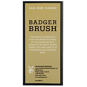 Van Der Hagen Badger Brush - Shave Brush Made from 100% Genuine Badger Hair, Exfoliates and Cleanses Skin
