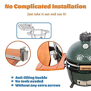 KAMaster Wooden Side Shelves for MiniMax Big Green Egg,Red Oak Wood Egg Mates Big Green Egg Accessories Egg Mates for The MiniMax Egg Side Tables Grill Parts Replacement Grill Smoker