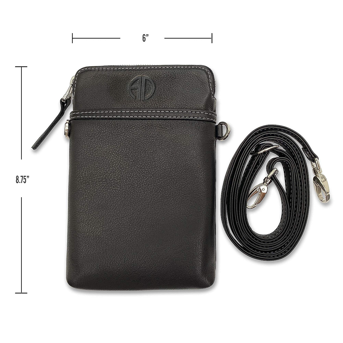 ALICIA DAKTERIS Handcrafted Italian Leather Small Crossbody Travel Bags for Passport, Cards, Phone Safety