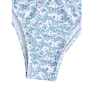 SOLY HUX Women's Floral Print Tie Front Bikini Bathing Suit 2 Piece Swimsuits Blue White S