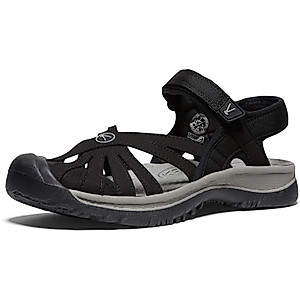 KEEN Women's Rose Casual Closed Toe Sandals, Black/Neutral Gray, 8.5