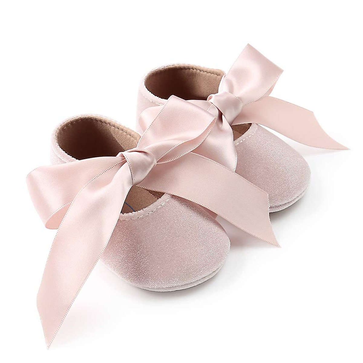 RVROVIC Baby Girls Mary Jane Flats Anti-Slip Rubber Sole Bow Toddler Princess Dress Shoes (4.33 inches (0-6 Months), 3-Beige)