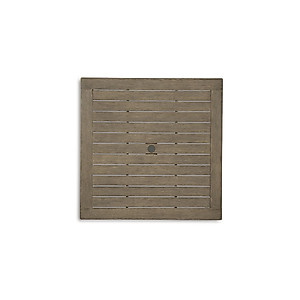 Signature Design by Ashley Aria Plains Casual Outdoor Square Dining Table with Umbrella Option, Brown