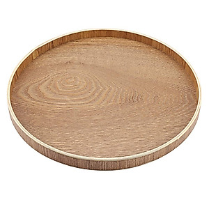 Simlug Serving Tray,Wooden Serving Plate Wooden Round Serving Tray, Natural Wood Plate for Tea Set Fruits Food Home Decoration(30cm)