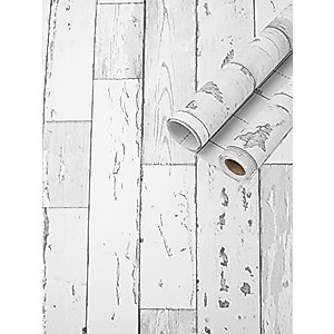 Art3d 120"x17.3" Peel and Stick Wallpaper - Decorative Self Adhesive Contact Paper for Cabinets Countertop Shelf Kitchen Wallpaper,White-Washed