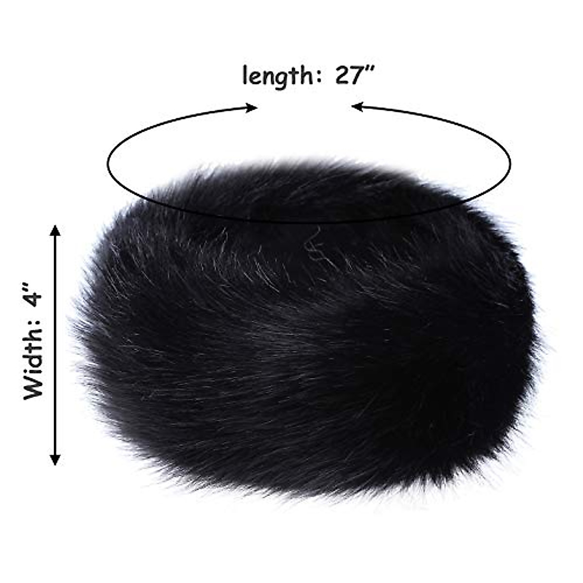 Faux Fur Headband with Elastic for Women's Winter Earwarmer Earmuff(One Size,Black)