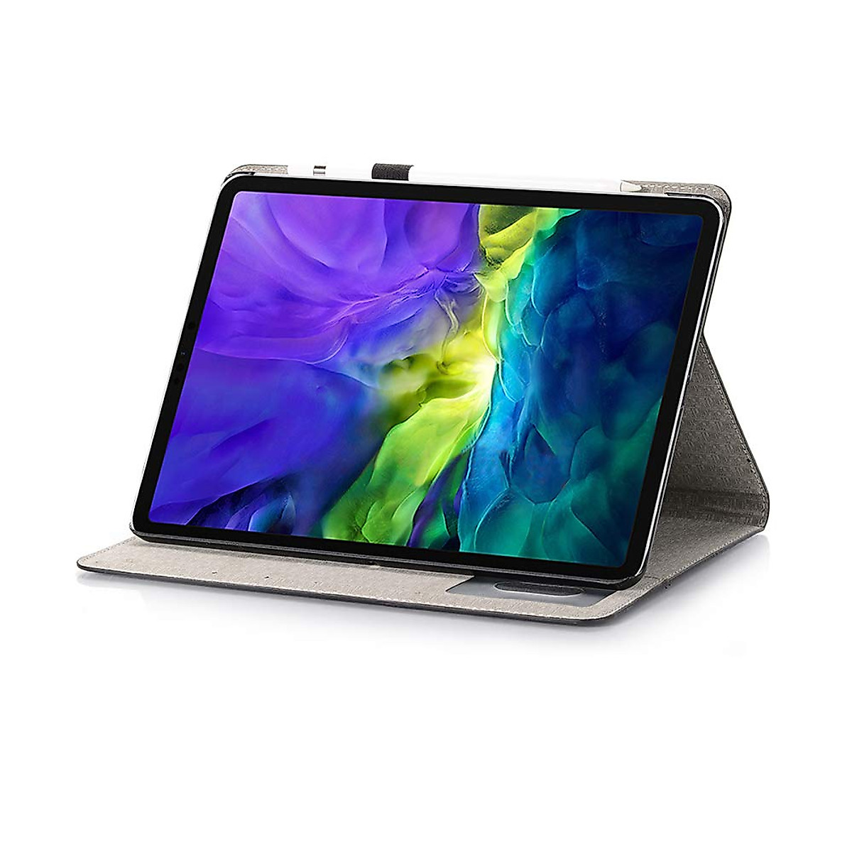 iPad Pro-6/5/4/3 (11'') Case for Women, iPad Air-6th (11'') Air-5th Air-4th (10.9'') Case, DMaos Crocodile Synthetic Leather Folio Smart Cover with Card Pencil Holder, Auto Sleep Wake - Black