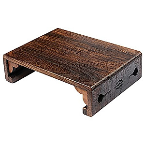 SINOBEST Low Wood Stool, Rectangular Bed Step Stool, Large Surface Step Ladder for Kitchen & Bathroom, Foot Rest Stool Under Desk, Portable Bed Table for Laptop and Tea