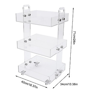 Guaopom 3-Tier Acrylic Utility Rolling Cart On Wheels, Multifunction Storage Cart, Mobile Storage Organizer Shelving, Acrylic Utility Storage Cart for Kitchen Bathroom Laundry Room Narrow Places White
