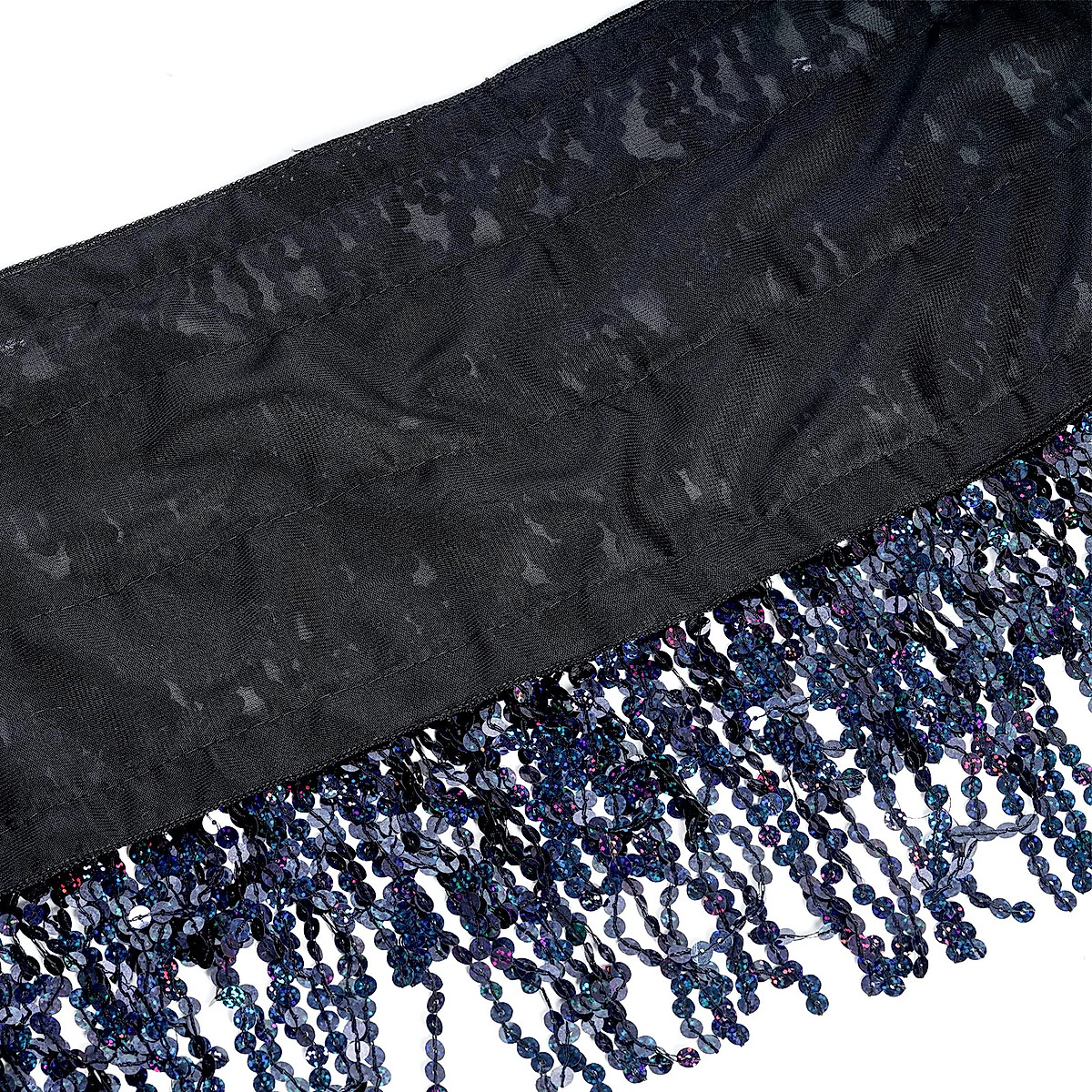 Belly Dance Hip Scarf Sequin Tassel Skirt Performance Outfits Sparkly Fringe Skirt Wrap Halloween Costume Party Rave Festival Clothing for Women and Girls, Black