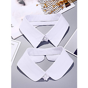 SATINIOR 2 Pieces Fake Collar Detachable Dickey Collar False Lapel Blouse Collar Women's Faux Fake Collar, 2 Styles, Medium(White)