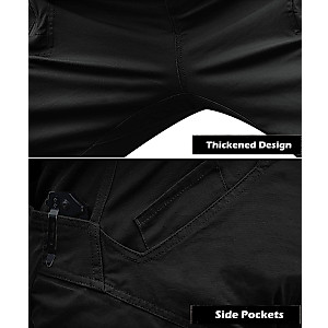 Susclude Men's Tactical Pants Stretch, 9 Pockets Rip Stop Lightweight Cargo Work Military Trousers Outdoor Hiking Pants Black 34Wx32L