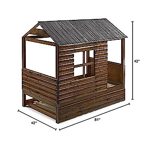 Donco Kids Twin Log Cabin Low Loft w/Twin Trundle, Rustic Walnut, Double
