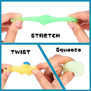 JOICEE 24pcs Dinosaur Squishy Toy Prefilled Easter Eggs, Kawaii Mochi Squishies Stress Relief Toys Filled Plastic Easter Eggs for Easter Basket Stuffers Party Favor Egg Hunt for Kids