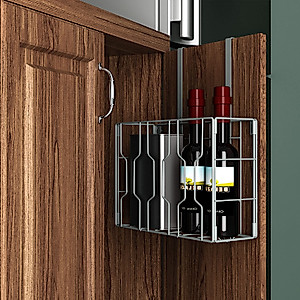 Over the Door/Wall Mount Cabinet Door Organizer Holder in Kitchen or Pantry, Cabinet door rack storage for Cutting Board, Bakeware, Cleaning Supplies, Aluminum Foil, Plastic Wrap (Silver)