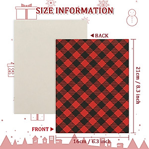 Whaline 15Pcs Buffalo Plaid Faux Leather Sheet Farmhouse Theme Christmas Synthetic Leather Red Green Gold Black White Glitter Fabric Crafts for Christmas Earring Hair Bow Gift DIY, 8.3 x 6.3 Inch