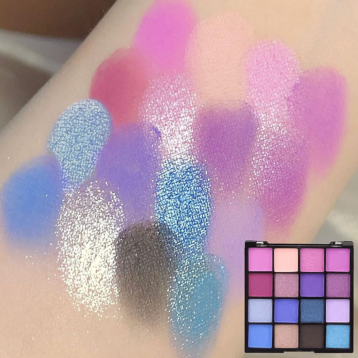 AMY'S DIARY Eyeshadow Palette Glitter Makeup,Forest Blue Purple 16 Colors Matte Glitter Eyeshadow Long Lasting Colorful Eye Shadow Plattet for Women Girls