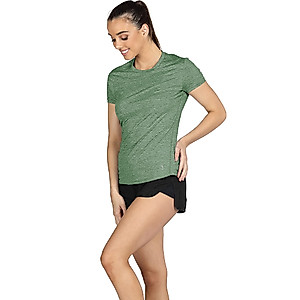 icyzone Workout Running Tshirts for Women - Fitness Athletic Yoga Tops Exercise Gym Shirts (Pack of 3) (L, Charcoal/Burgundy/Turf Green)