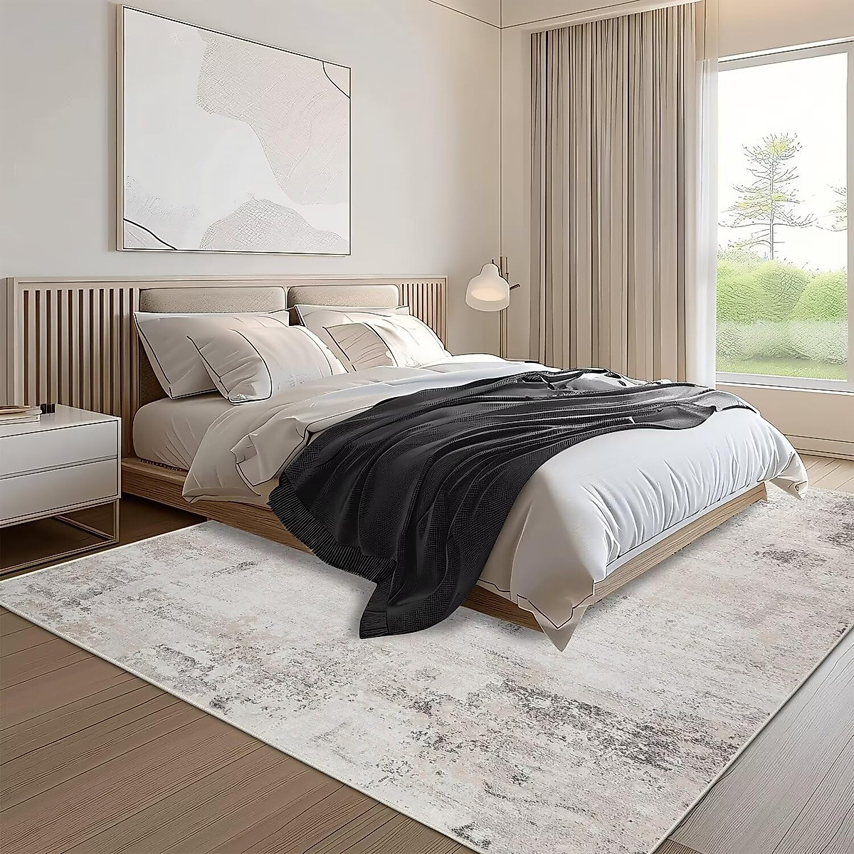 Area Rugs 8x10 for Living Room, Ultra-Thin Modern Abstract Large Washable Rug Soft Non-Slip Backing Floor Mat Carpet Indoor Thin Accent Rug for Bedroom Dining Room Playroom Office Home Décor