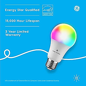 GE Lighting CYNC Smart LED Light Bulb, Color Changing Lights, Bluetooth and Wi-Fi Lights, Works with Alexa and Google Home, A19 Light Bulb (1 Pack)