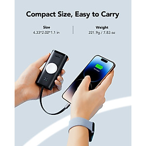 VIYISI Portable Charger for Apple Watch, 10000mAh Power Bank 20W PD Fast Charging Battery Pack for iPhone, Compatible with Apple Watch Series Ultra/8/7/6/Se/5/4/3/2/1/iPhone14/14 Pro Max/13/12 - Black