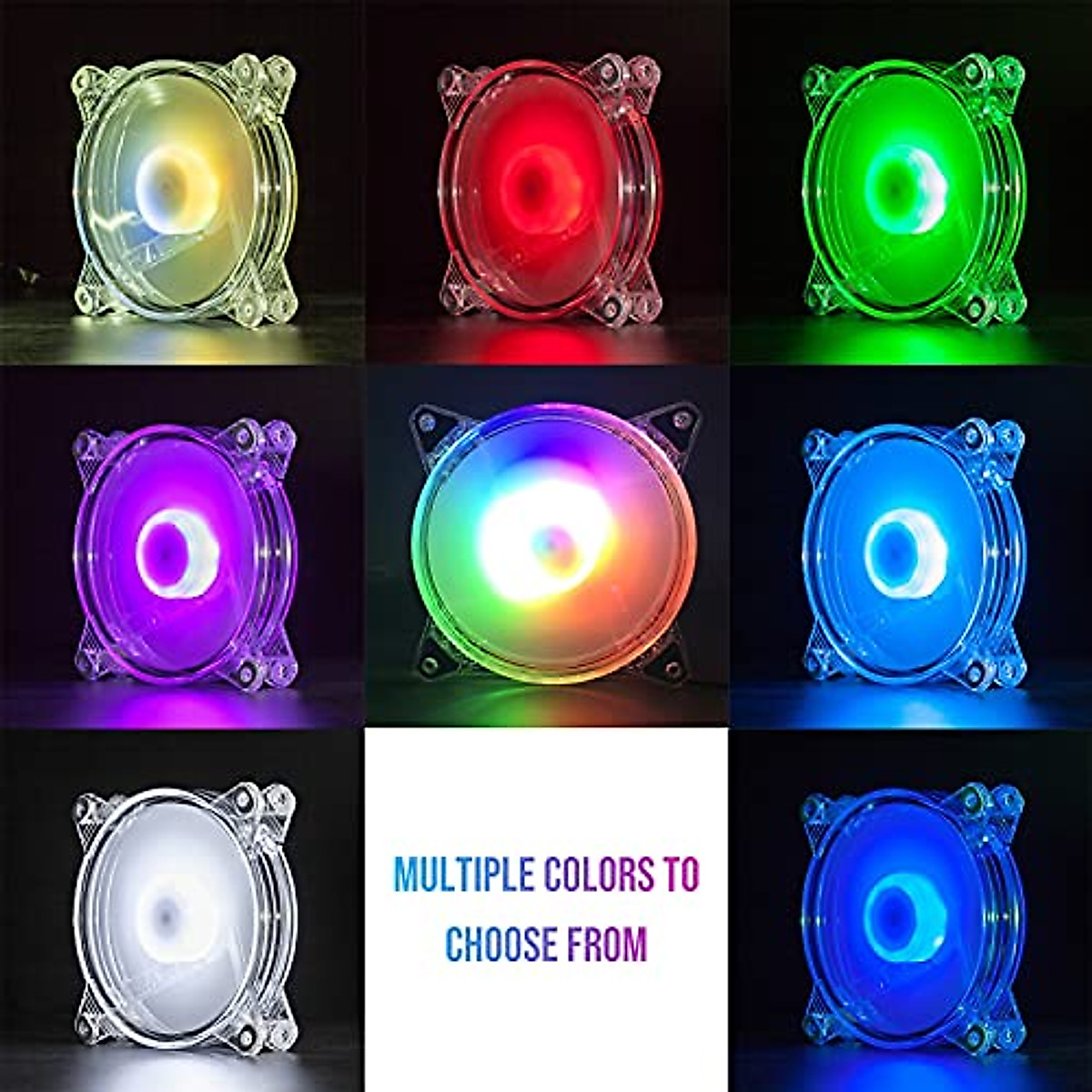 OCUhome 120mm RGB LED Fan, Noiseless Heat Sink Powerful Cool LED Light Computer Case Fast Cooling Fan for Desktop Red