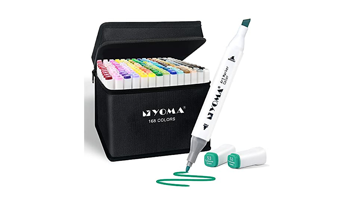 Y YOMA 168 Colors Dual Tip Alcohol Markers Set