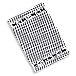 Cackleberry Home Cat Faces Terrycloth Kitchen Towels Windowpane Check Fabric, Set of 4 (Assorted)