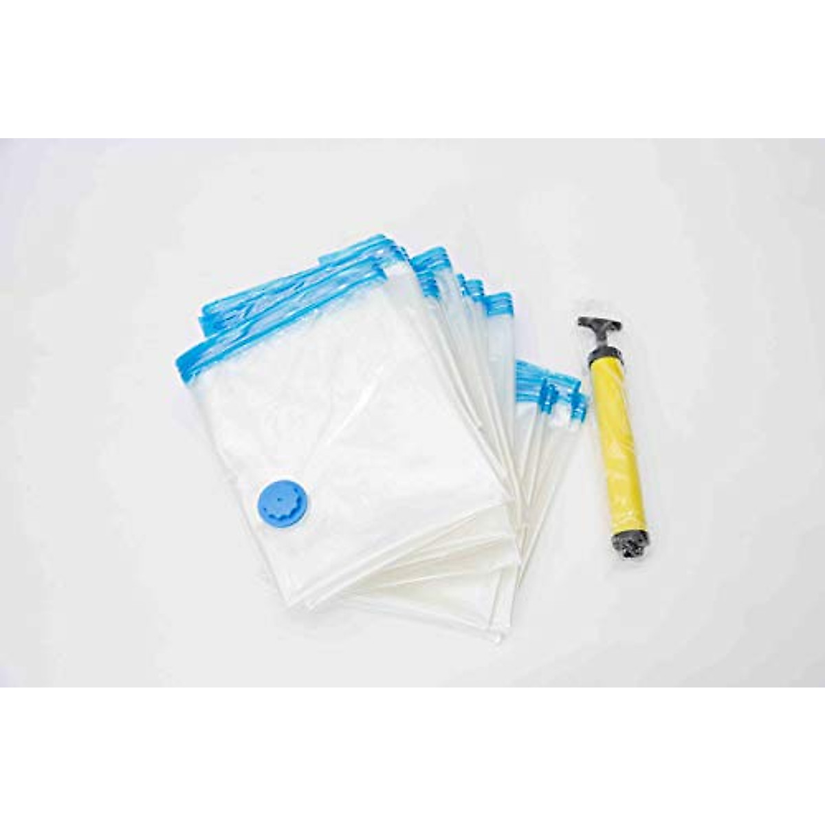 Olmecs 10-pack Vacuum Space Saver Storage Bags with Vacuum Travel Hand Pump Space Saver for Clothes Blankets Duvets Pillows Comforters