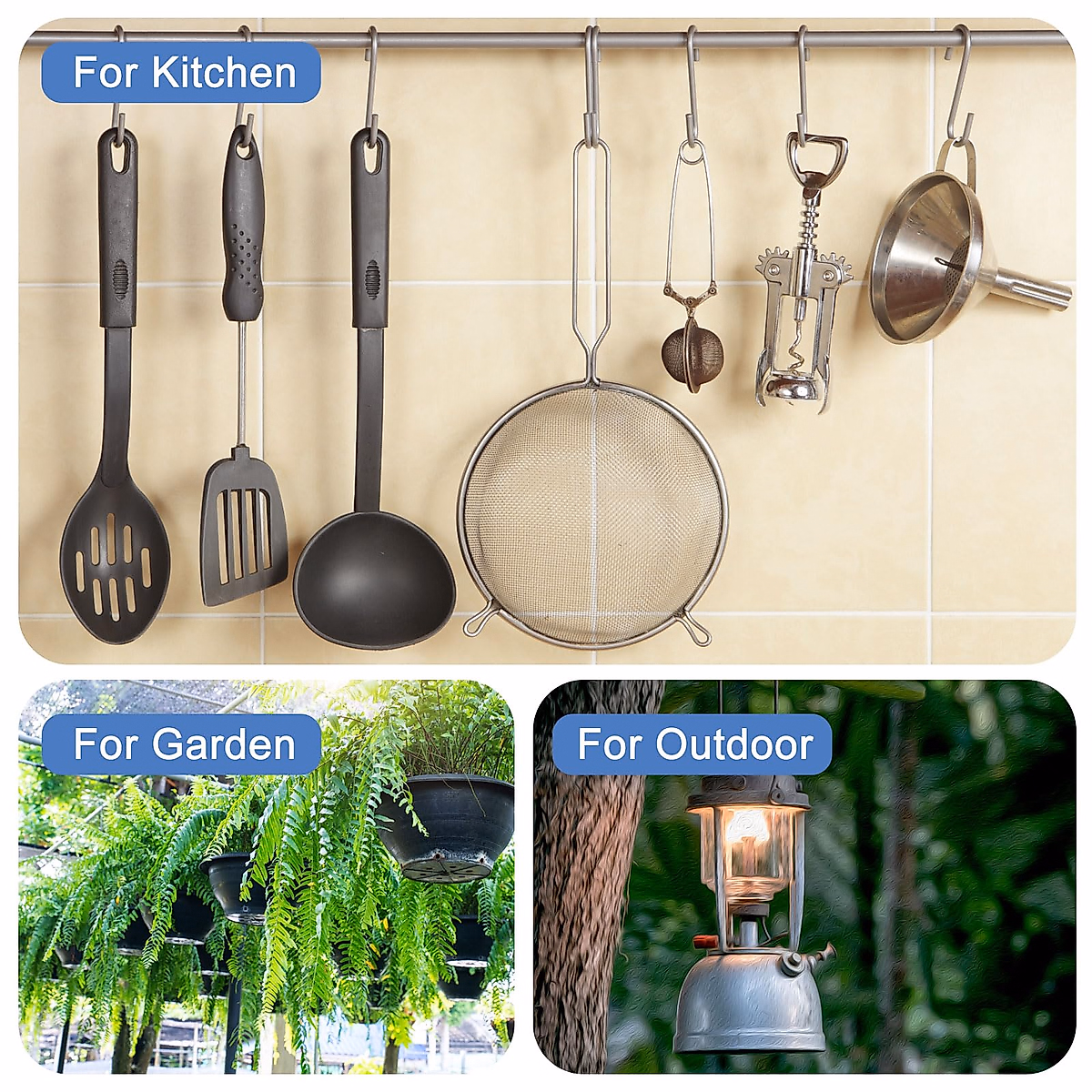 uxcell S Hooks, 10Pcs 4.3'' - Aluminum Alloy S-Shaped Hanger Hook, S Hooks for Hanging Clothes Towels Shoe Scarf Bag (Silver)