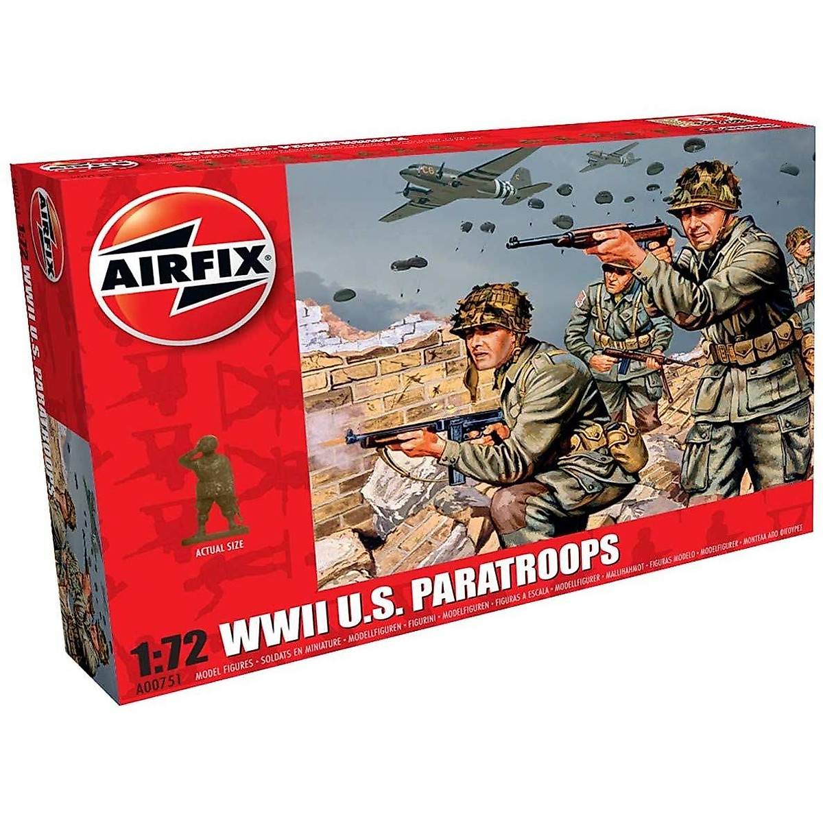 Airfix A00751 WWII US Troops Figures 1:72 Military Soldiers Plastic Model Kit, (Pack of 48)