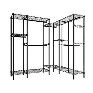 QORYX QR 4 , Closet Organizer Metal Garment Rack Portable Clothes Hanger Home Shelf (70.5 x 15.7 x 76.8) ” , Powder Coating , Carbon steel, Black