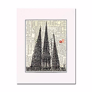 Los Angeles Watts Towers State Historic Park Tribute to Simon Rodia Art Print. You Are Here. Gallery Quality. Matted at 11 inches x 14 inches and Ready to Frame.