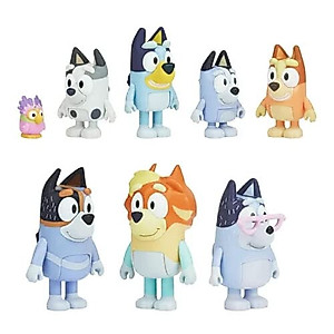 Bluey, Extended Heeler Family Pack, 2.5-3 inch Figures, Bingo, Socks, Muffin, Uncle Stripe, Uncle Rad, Nana and Chattermax, Preschool, Toys for Kids, Ages 3+
