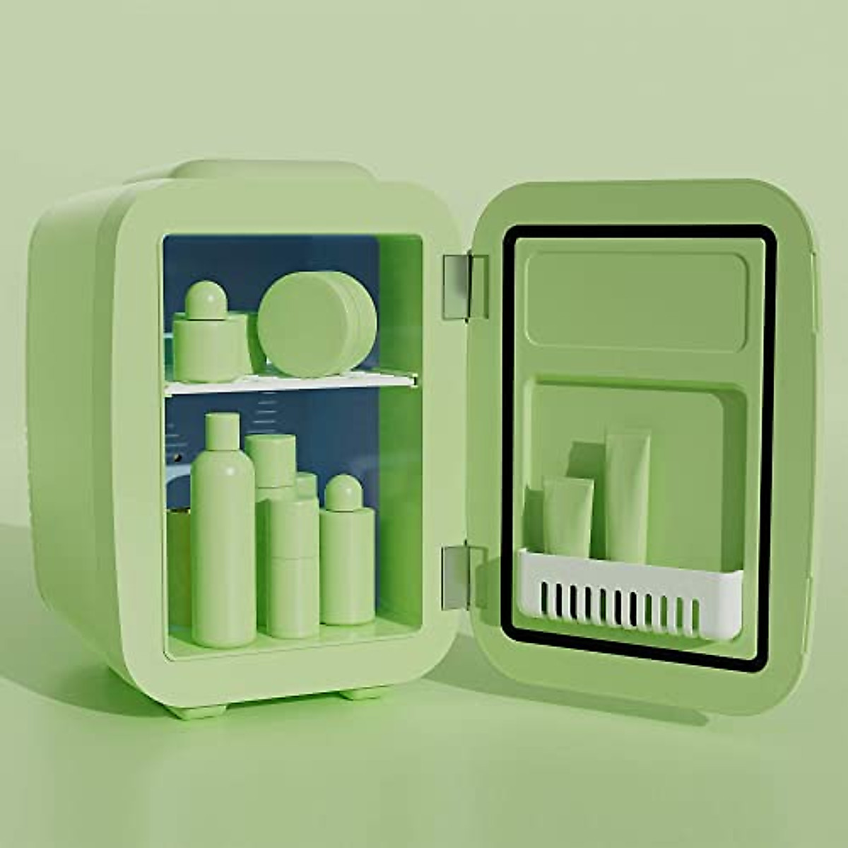 CAYNEL Mini Fridge Portable Thermoelectric 4 Liter Cooler and Warmer for Skincare, Eco Friendly Beauty Fridge For Foods,Medications, Cosmetics, Breast Milk, Medications Home and Travel